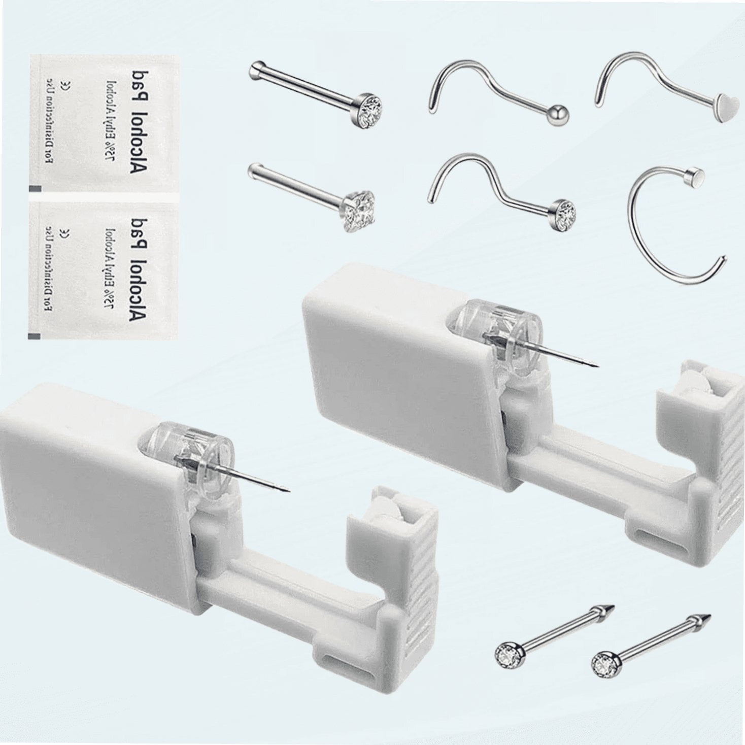 2 Pack Home Nose Piercing Kit, Disposable Self Nose Piercing Gun, Nose ...