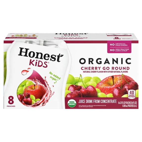 2 Pack Honest Kids Organic Juice 8 pk Pouches - Cherry Go Round ...