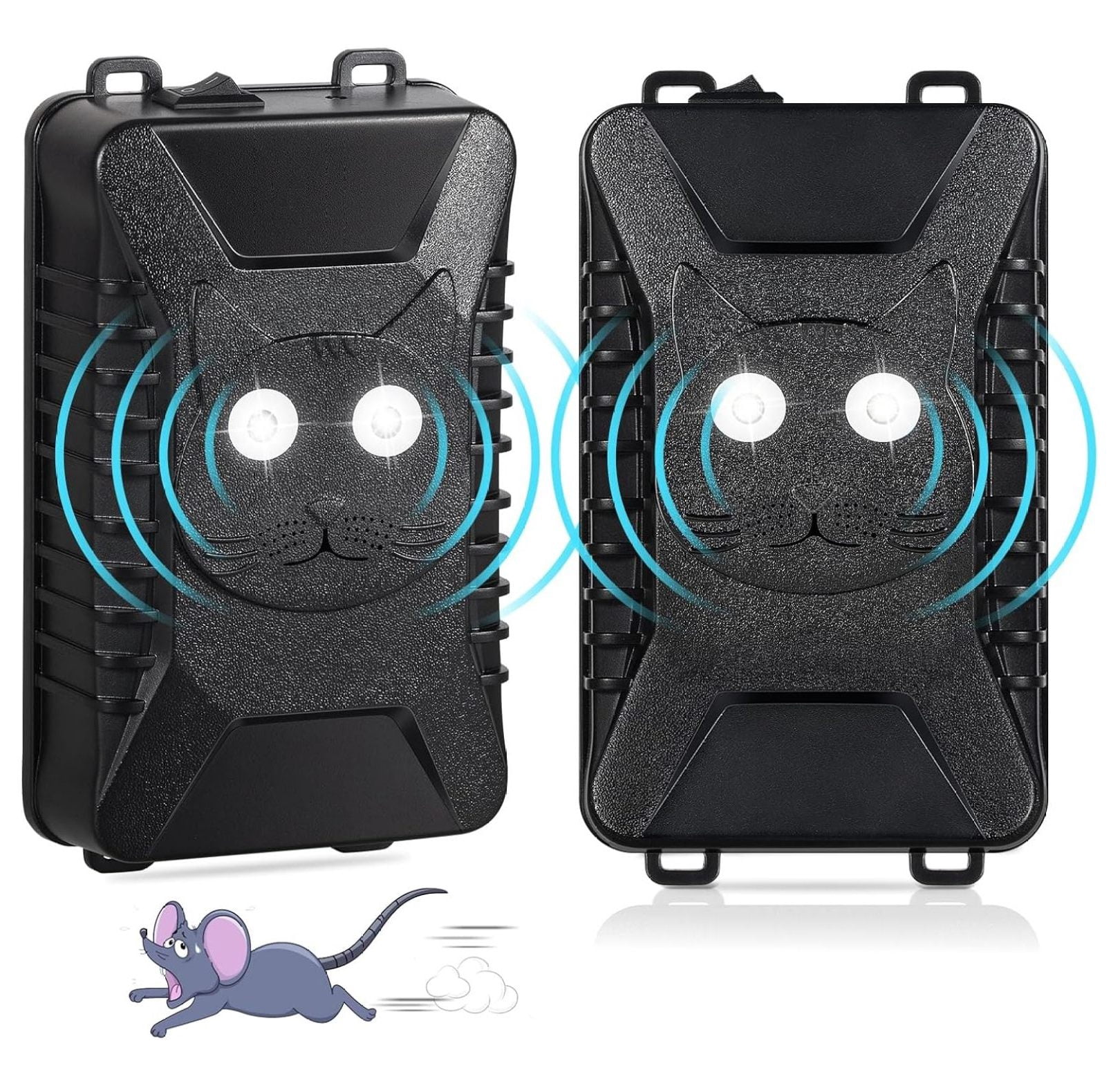 2 Pack Under Hood Rodent Repeller with Strobe Light,3 Power Supply ...