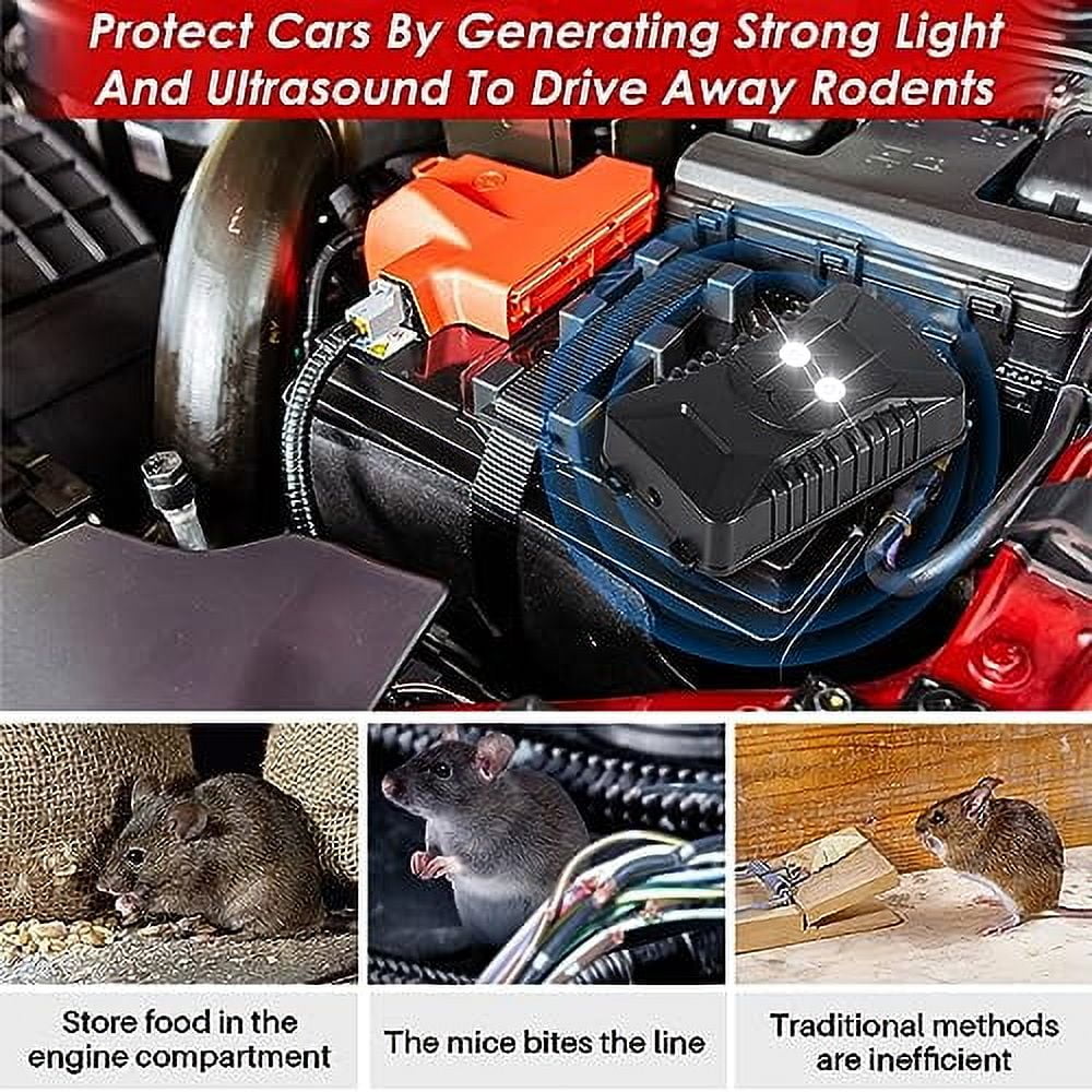 2 Pack Under Hood Rodent Repeller with Strobe Light,3 Power Supply ...