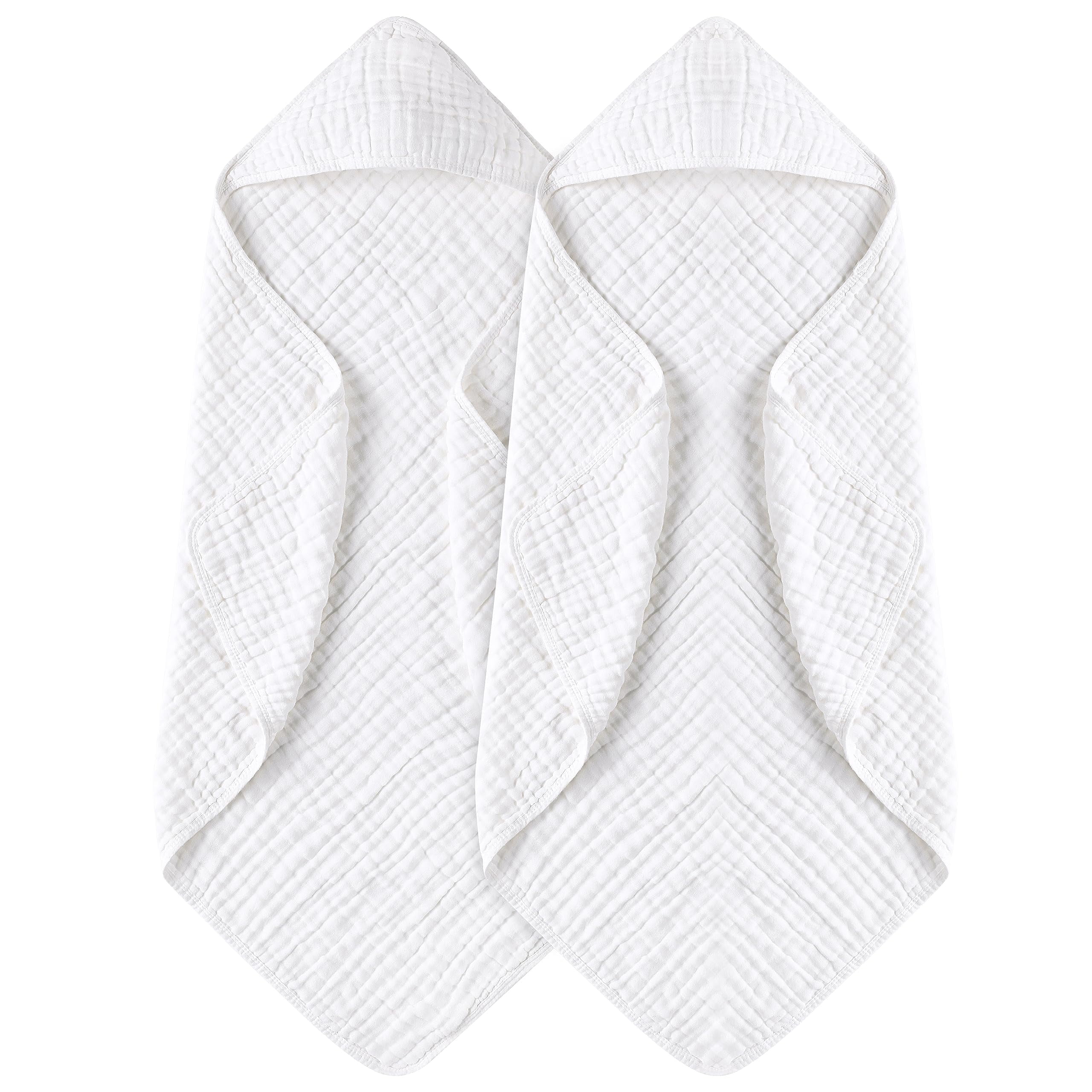 Loguug Muslin Cotton Hooded Baby Towels, 6-Layer Absorbent, Breathable ...