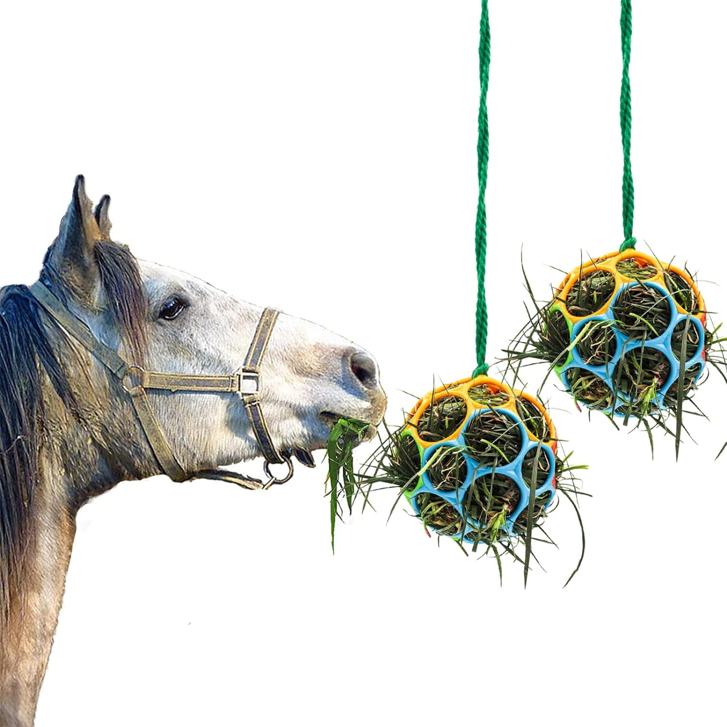 2 Pack Horse Treat Ball Hay Feeder Toy, Goat Feeder Ball Hanging ...