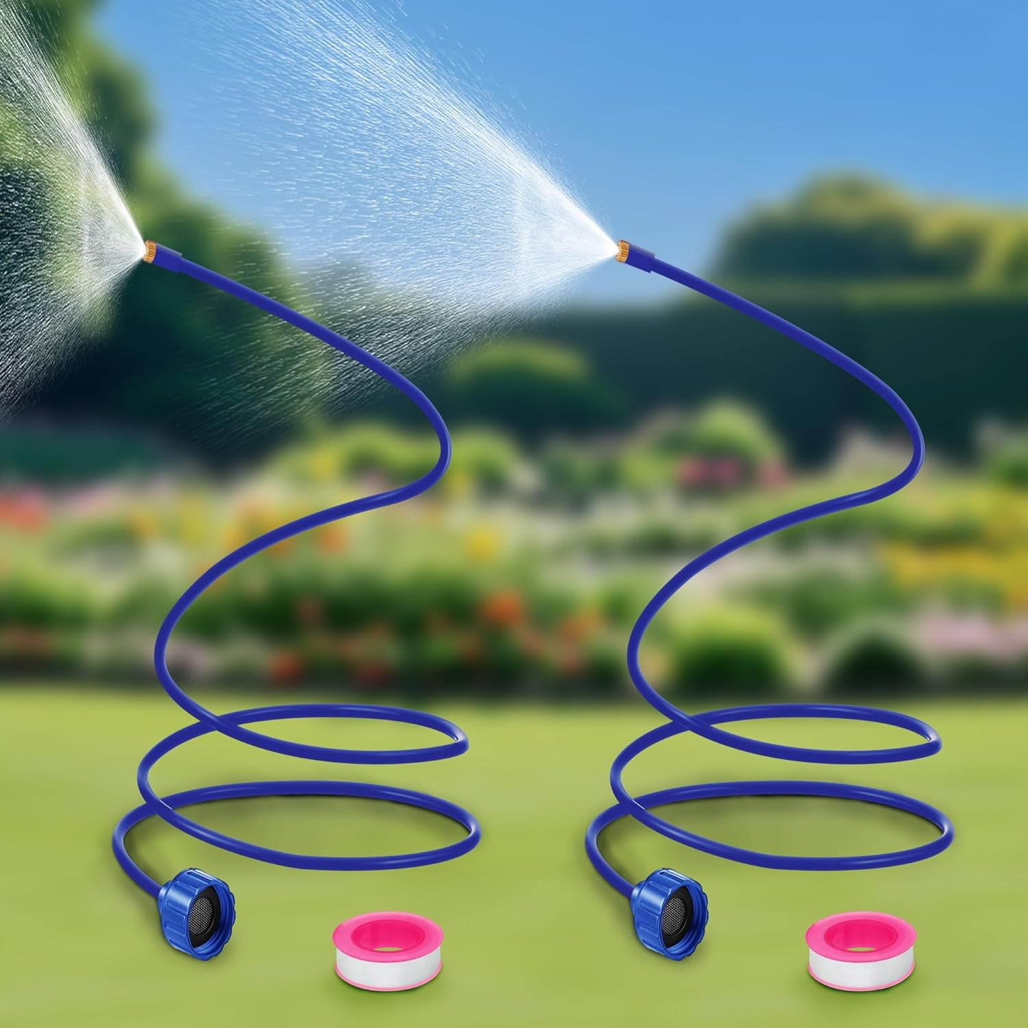 2 Pack Hose Misters for Outside Patio, 60 Inch Flexible Misting System ...