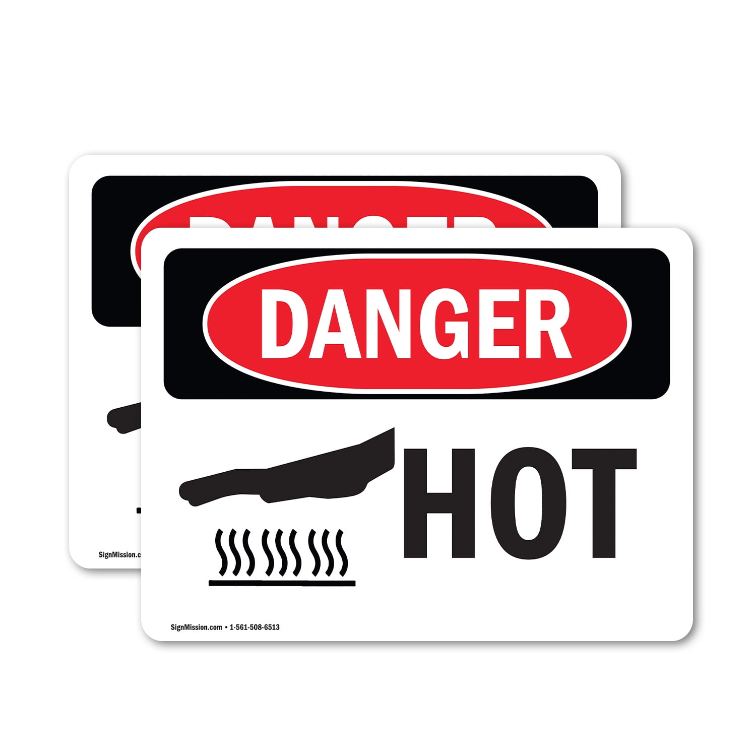 (2 Pack) Hot OSHA Danger Sign 14 Inch X 10 Inch Vinyl Label Decal ...