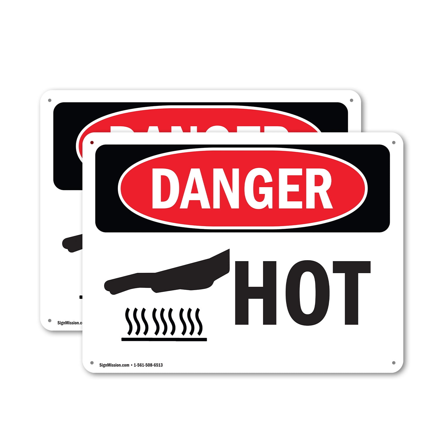 (2 Pack) Hot OSHA Danger Sign 24 Inch X 18 Inch Plastic Sign, Weather ...