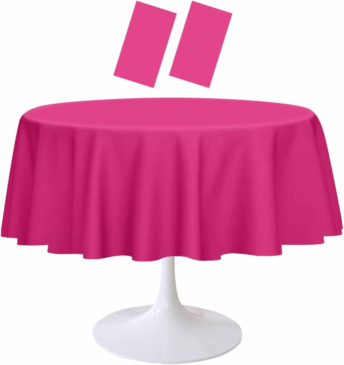 2 Pack Hot Pink Round Tablecloth 84 x 84 Inch Circle Plastic Table ...