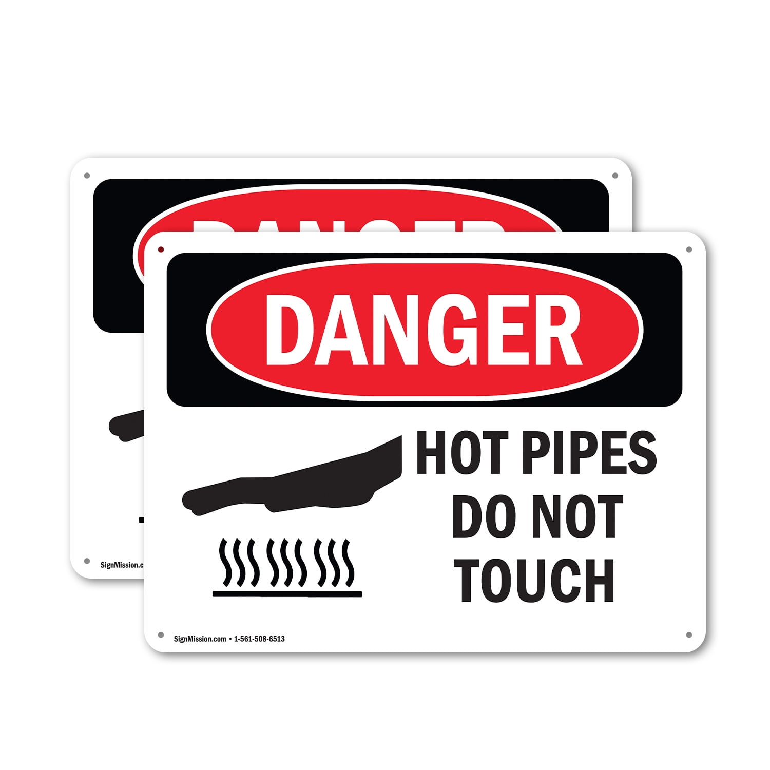 (2 Pack) Hot Pipes Do Not Touch OSHA Danger Sign 18 Inch X 12 Inch ...