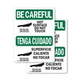 (2 Pack) Hot Surface Do Not Touch Bilingual OSHA Be Careful Sign ...