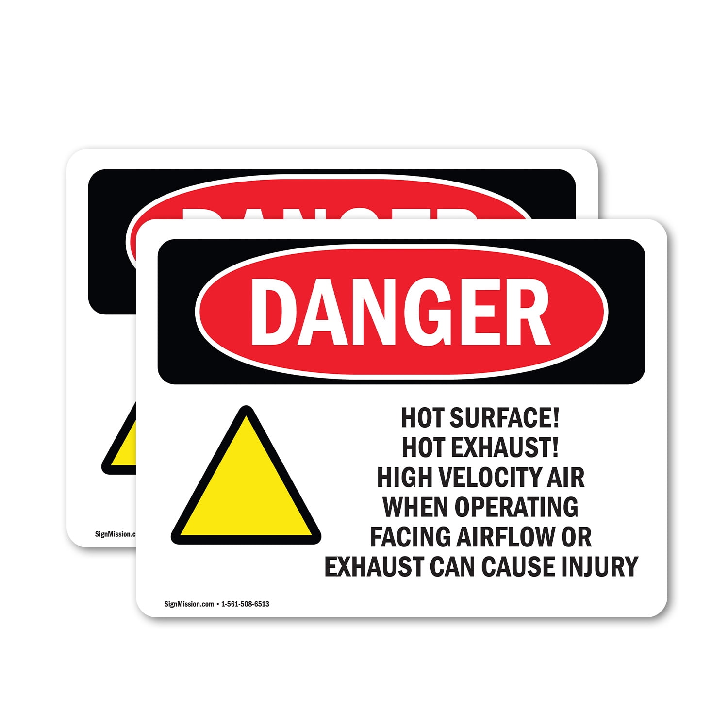 (2 Pack) Hot Surface! Hot Exhaust! High OSHA Danger Sign 24 Inch X 18 ...