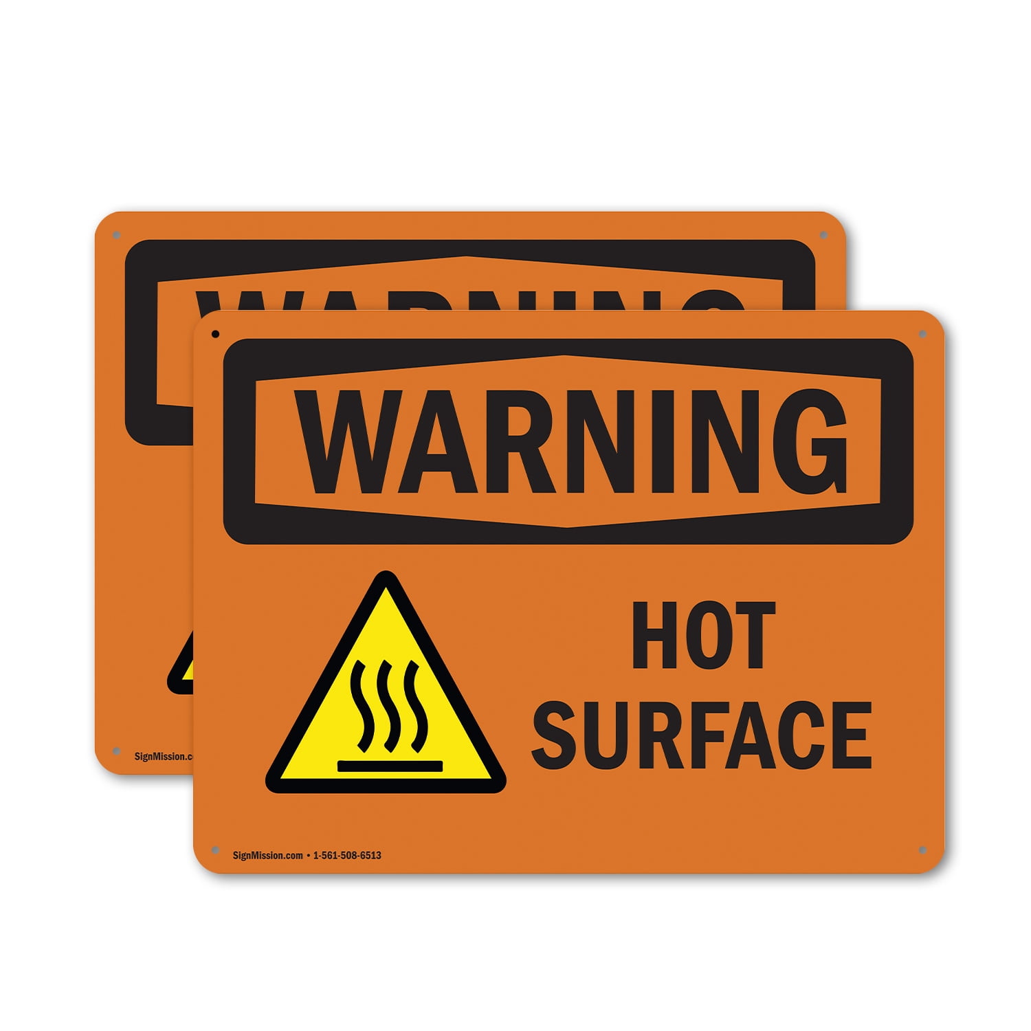 (2 Pack) Hot Surface With Symbol OSHA Warning Sign 10 Inch X 7 Inch ...