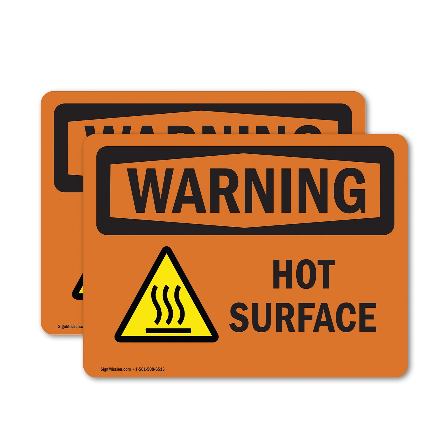 (2 Pack) Hot Surface With Symbol OSHA Warning Sign 7 Inch X 5 Inch ...
