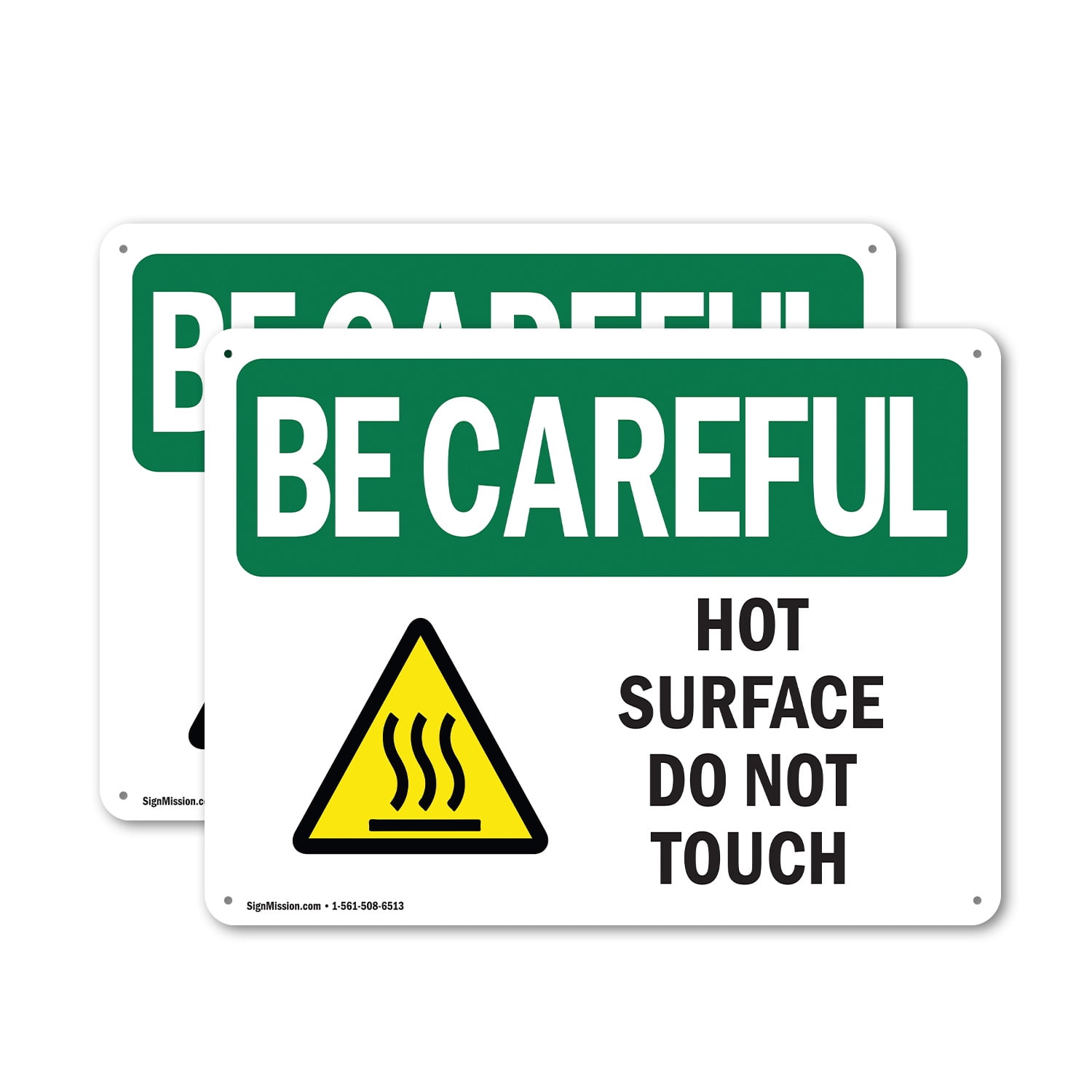 (2 Pack) Hot Surface Do Not Touch OSHA Be Careful Sign 18 Inch X 12 ...