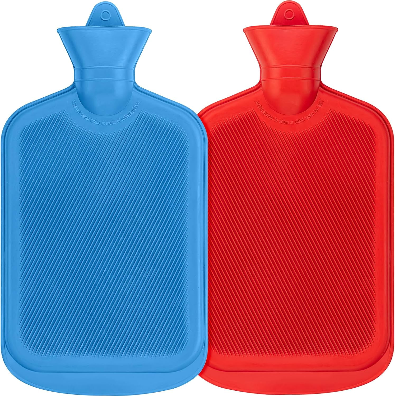 2 Pack] Hot Water Bottles, 2L (68oz) Natural Rubber -BPA Free- Durable ...