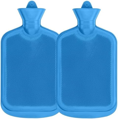 [2 Pack] Hot Water Bottles, 2L (68oz) Natural Rubber -BPA Free- Durable ...