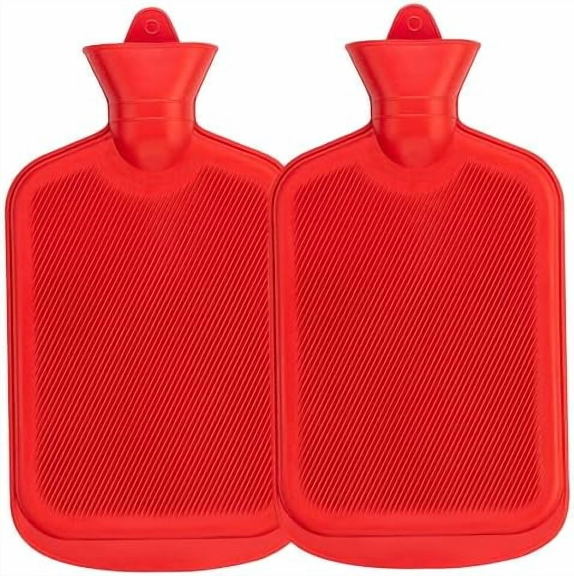 [2 Pack] Hot Water Bottles, 2L (68oz) Natural Rubber -BPA Free- Durable ...