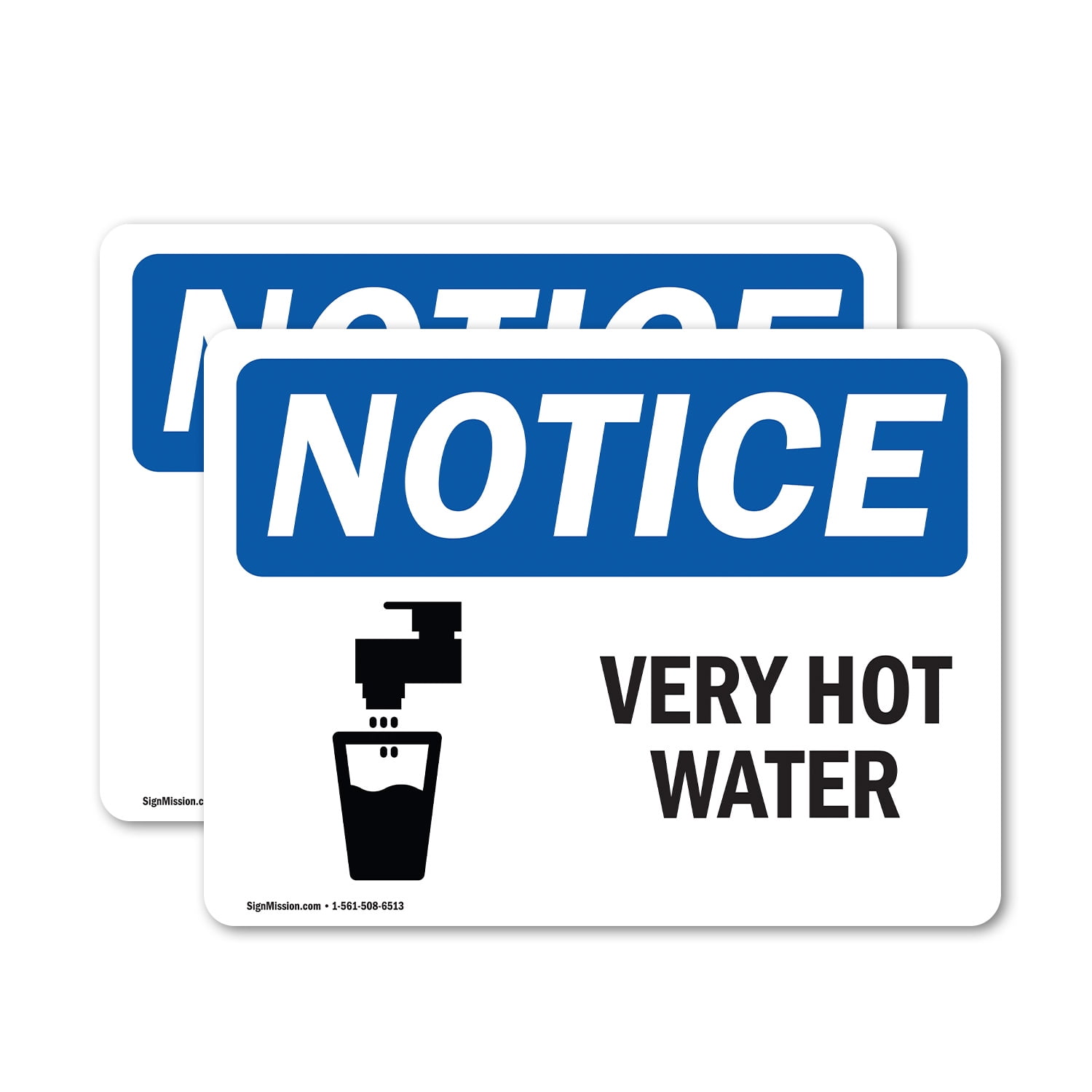 (2 Pack) Very Hot Water Sign With Symbol OSHA Notice Sign 14 Inch X 10 ...