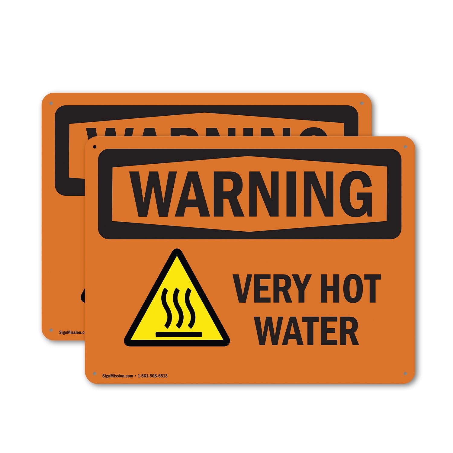 (2 Pack) Very Hot Water With Symbol OSHA Warning Sign 24 Inch X 18 Inch ...