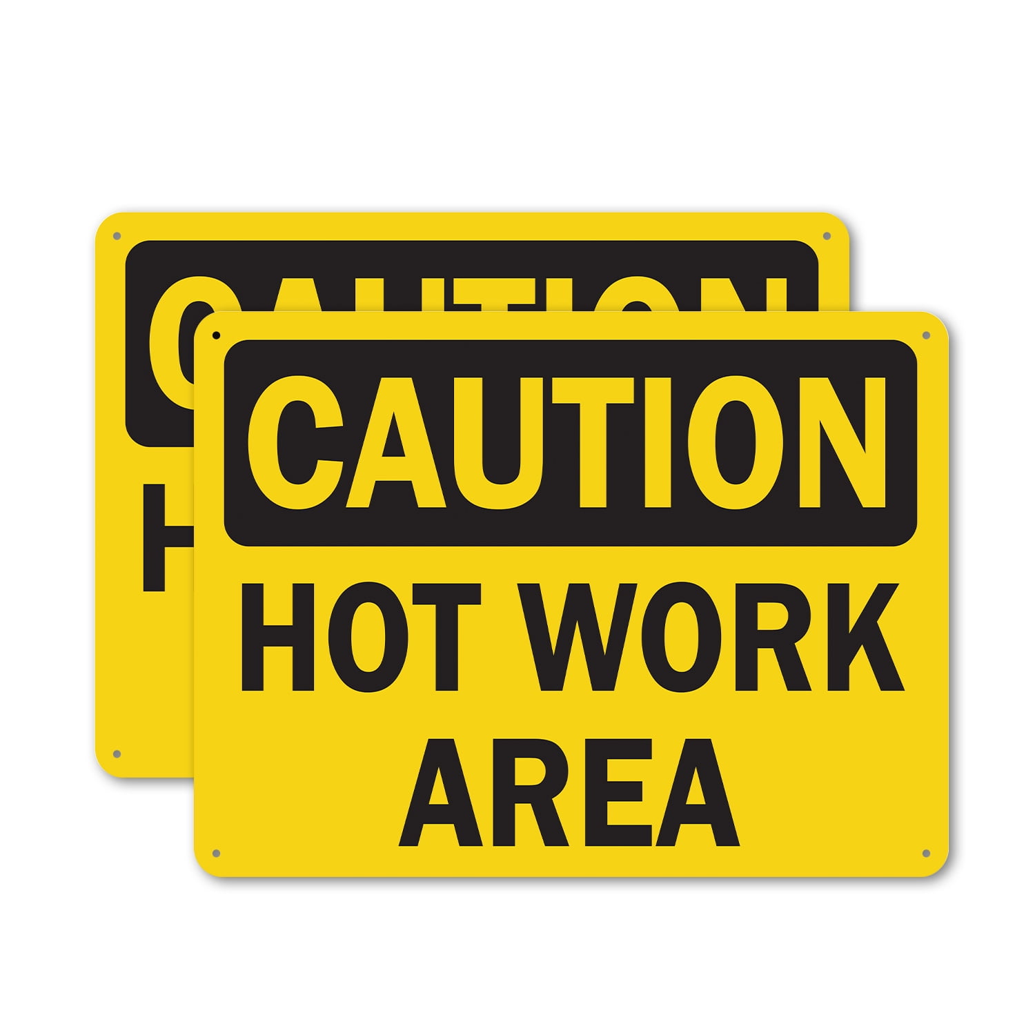 (2 Pack) Hot Work Area OSHA Caution Sign 18 Inch X 12 Inch Indoor ...