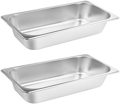 2 Pack Hotel Pans,1/1 Size 4" Deep,Anti-Jamming Steam Pan,Commercial ...