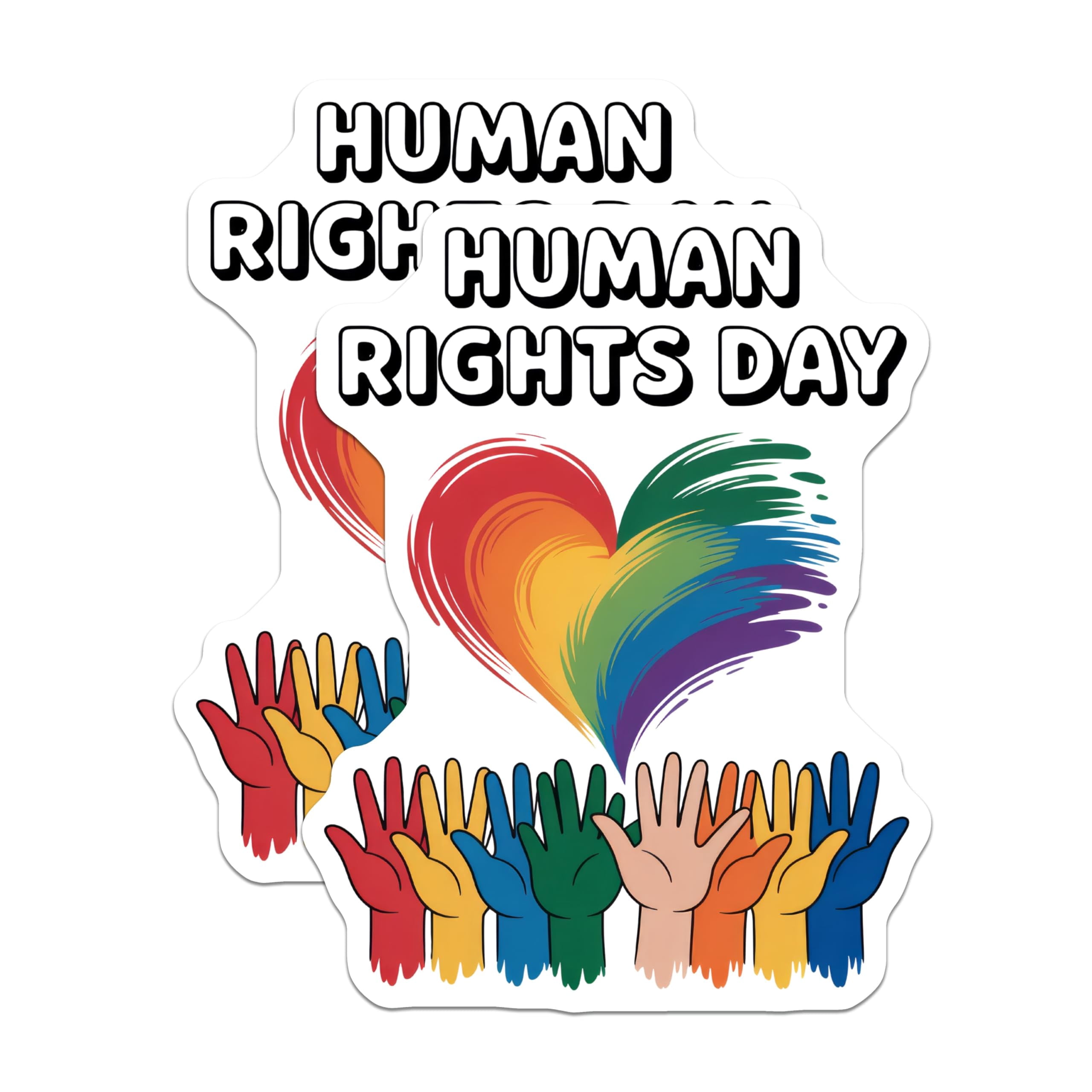 (2 Pack) Human Rights Day Stickers - Equality Stickers - Colorful Hands ...