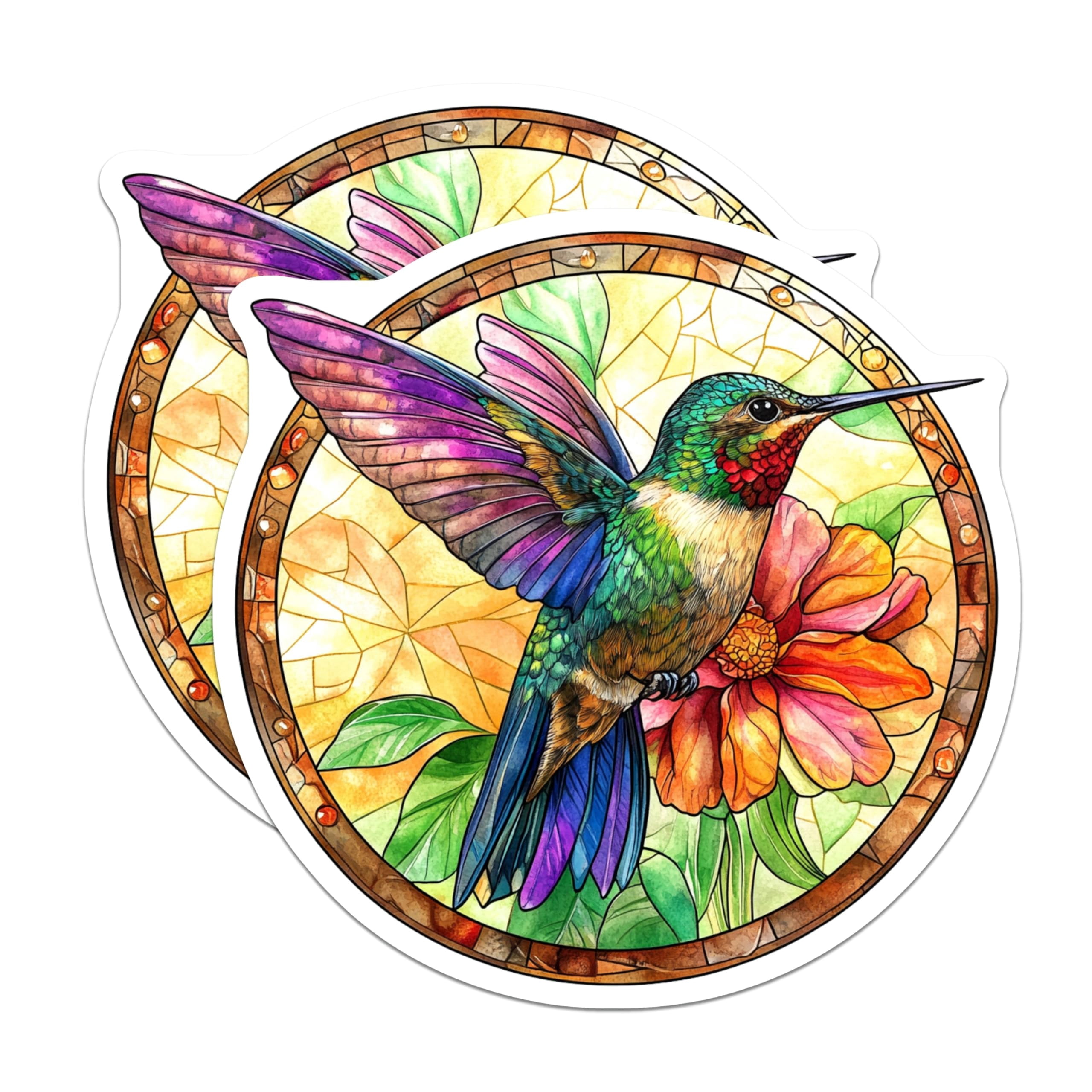 (2 Pack) Hummingbird Stained Glass Magnets - Vibrant Bird Art - Nature ...