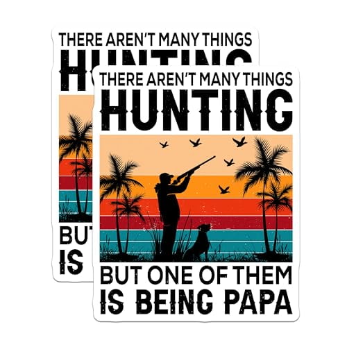 (2 Pack) Hunting Papa Magnets - Funny Hunting Dad - Retro Sun Hunting ...