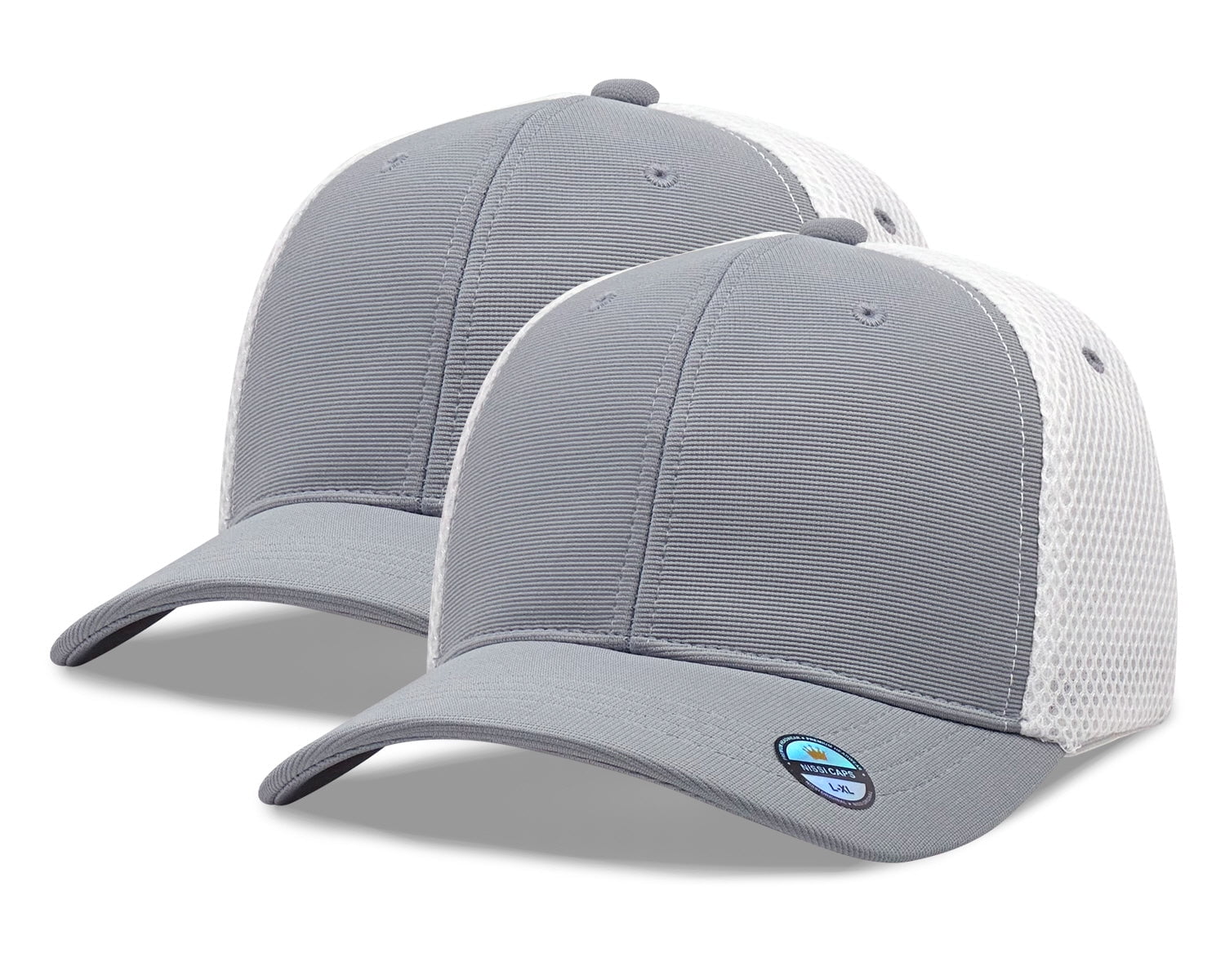 [2 Pack] Hybrid Stretch-Fitted Trucker Cap, Baseball Cap with Air Mesh ...