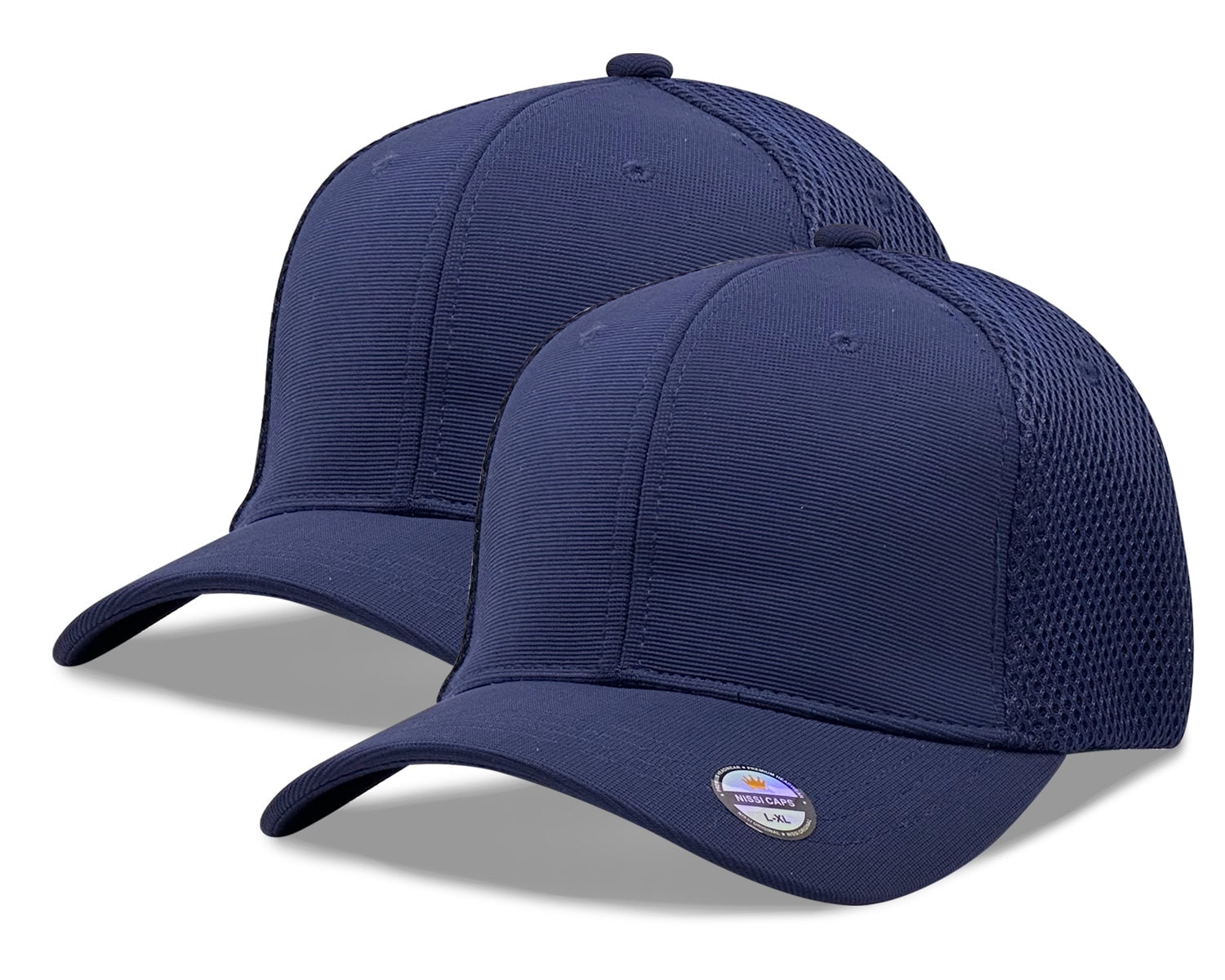 [2 Pack] Hybrid Stretch-Fitted Trucker Cap, Baseball Cap with Air Mesh ...