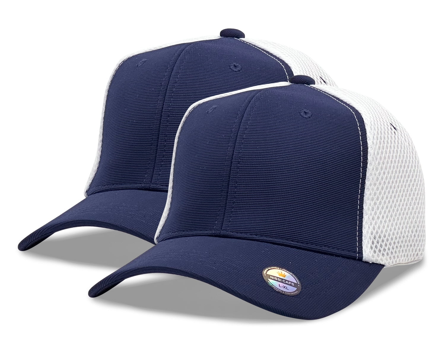 [2 Pack] Hybrid Stretch-Fitted Trucker Cap, Baseball Cap with Air Mesh ...