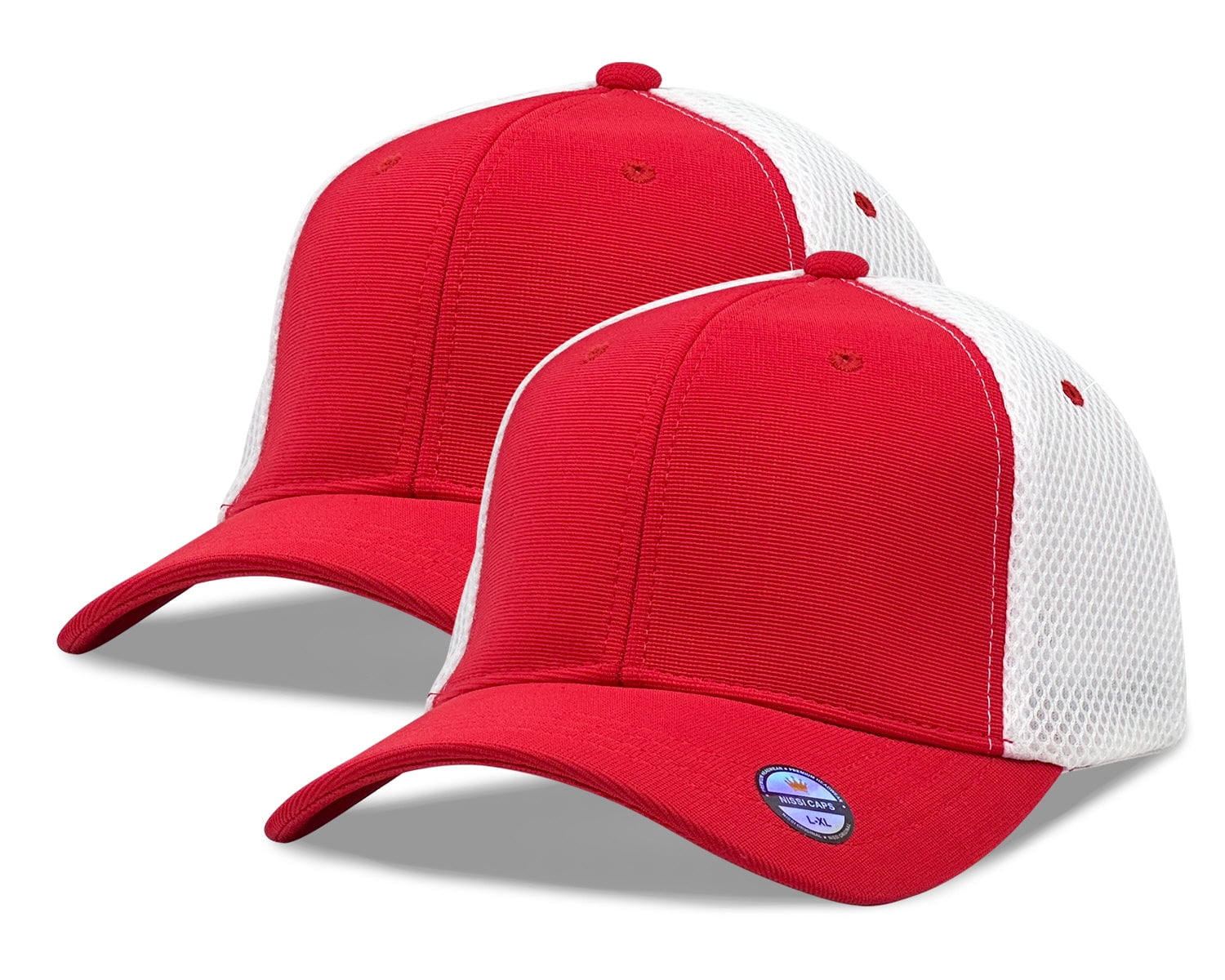 [2 Pack] Hybrid Stretch-Fitted Trucker Cap, Baseball Cap with Air Mesh ...