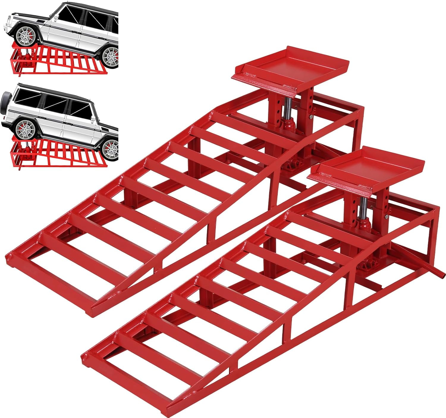 2 Pack Hydraulic Car Ramps 5T 11000lbs Capacity, Low Profile Car Lift ...