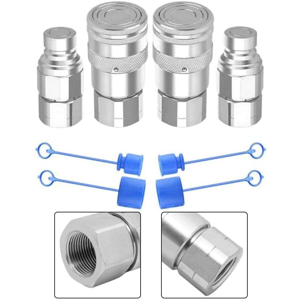 2 Pack Hydraulic Quick Connect Couplings Flat Face NPT Thread with Dust ...
