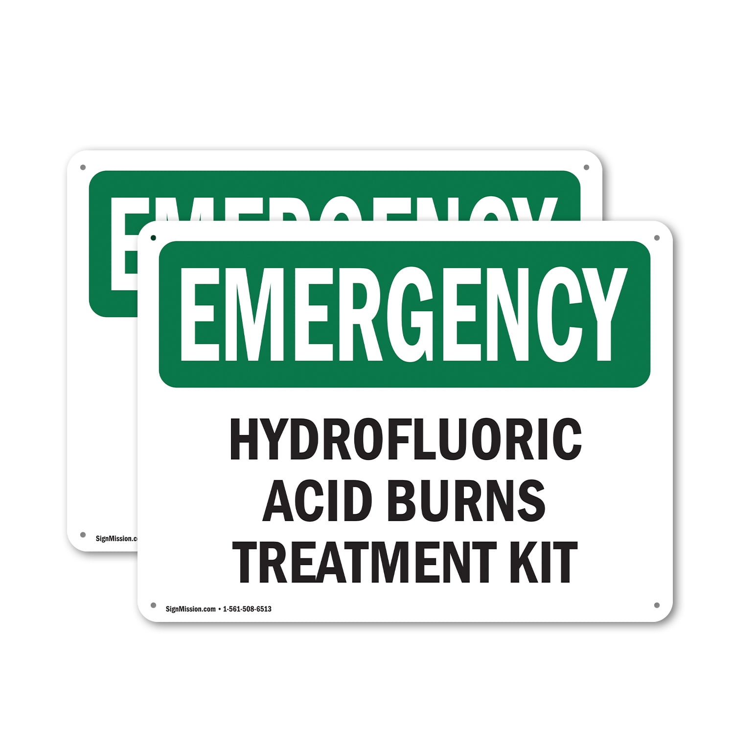 (2 Pack) Hydrofluoric Acid Burns Treatment Kit OSHA Emergency Sign 14 ...