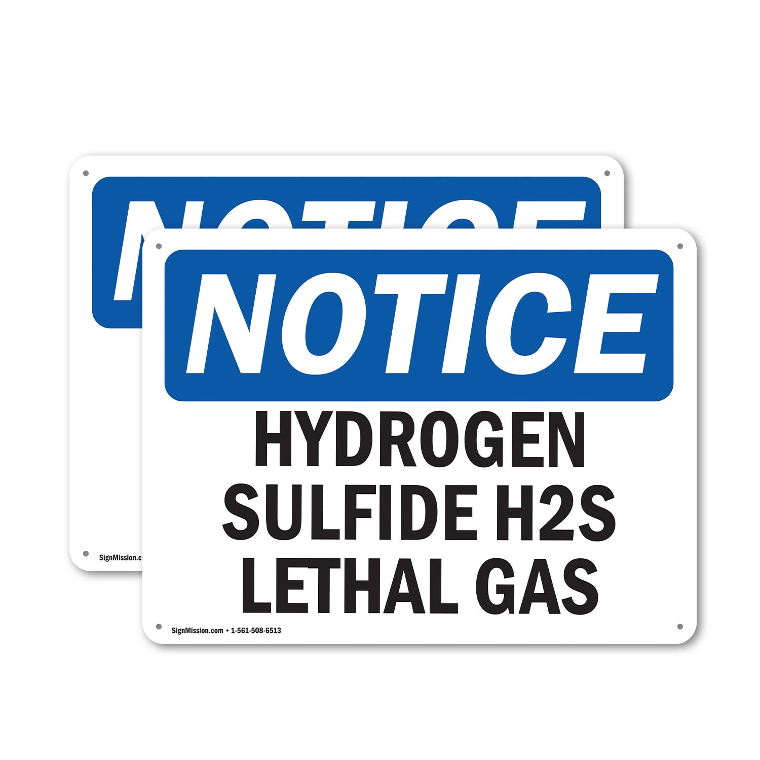 (2 Pack) Hydrogen Sulfide H2S Lethal Gas OSHA Notice Sign 24 Inch X 18 ...