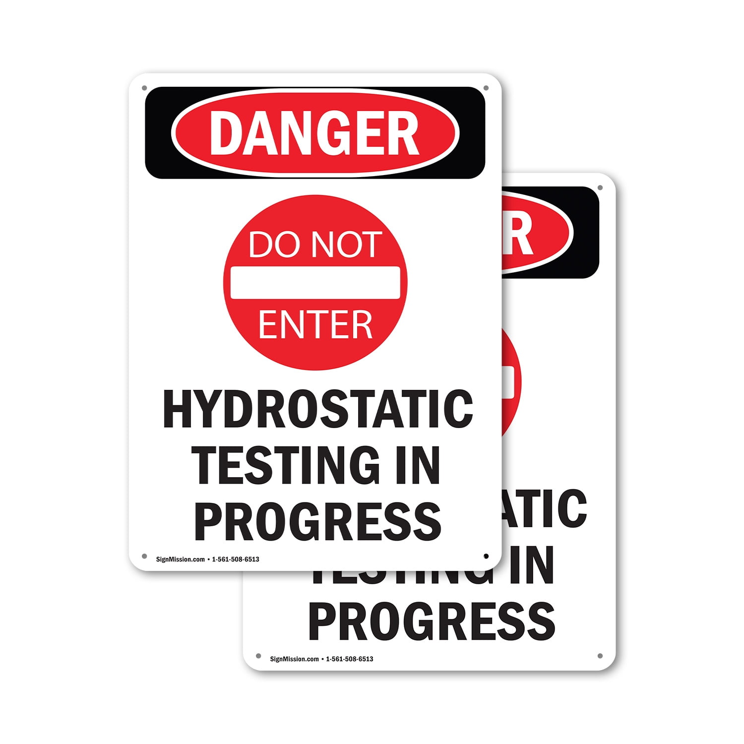 2 Pack Hydrostatic Testing Osha Danger Sign 18 Inch X 24 Inch Plastic