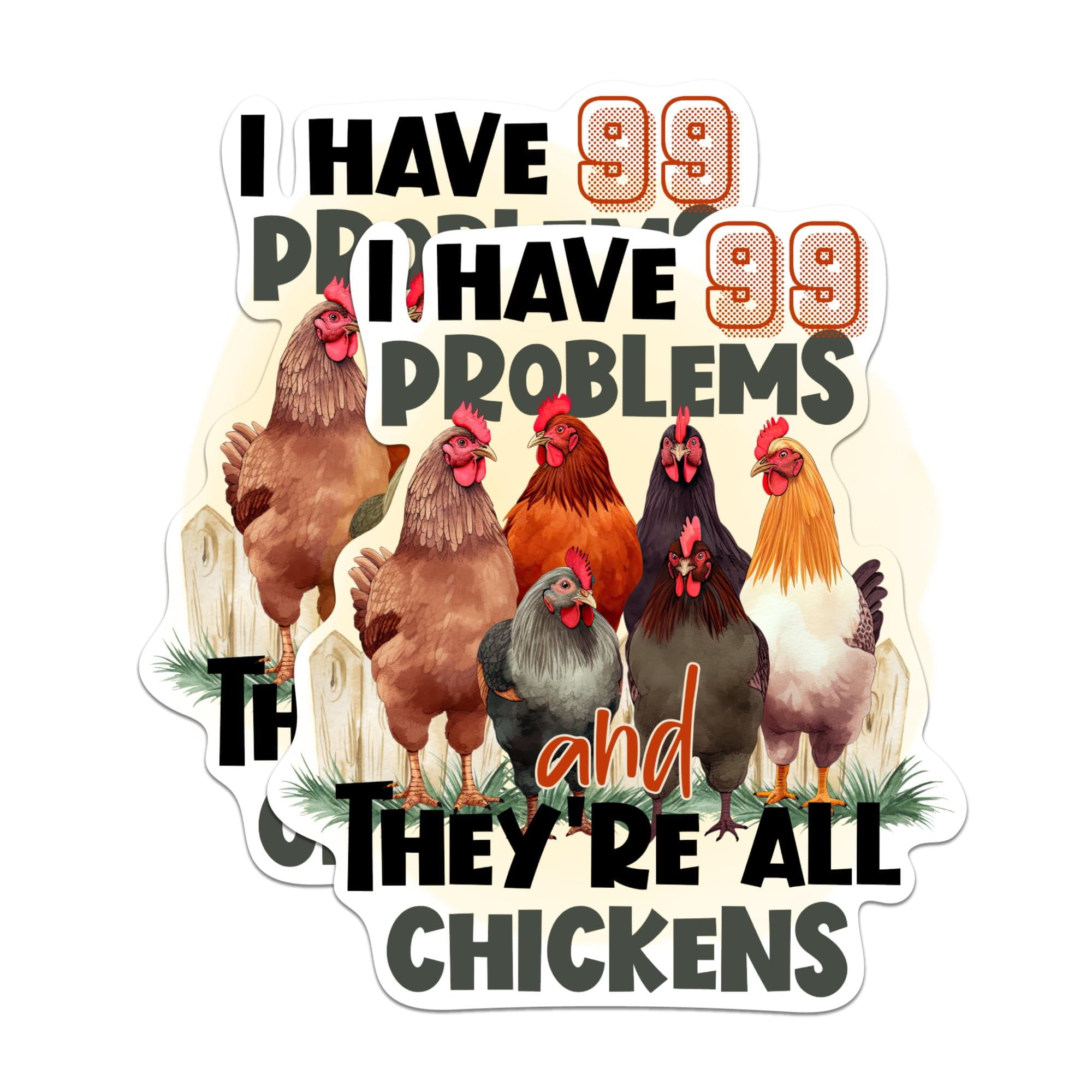 (2 Pack) I Have 99 Problems and They're All Chickens Magnets - Funny ...