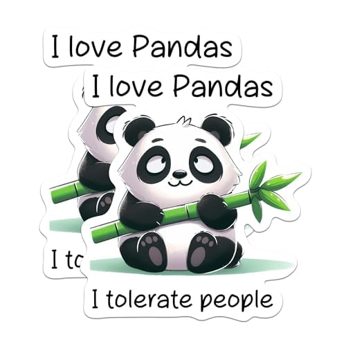 (2 Pack) I Love Pandas I Tolerate People Stickers - Panda Lover Zoo ...