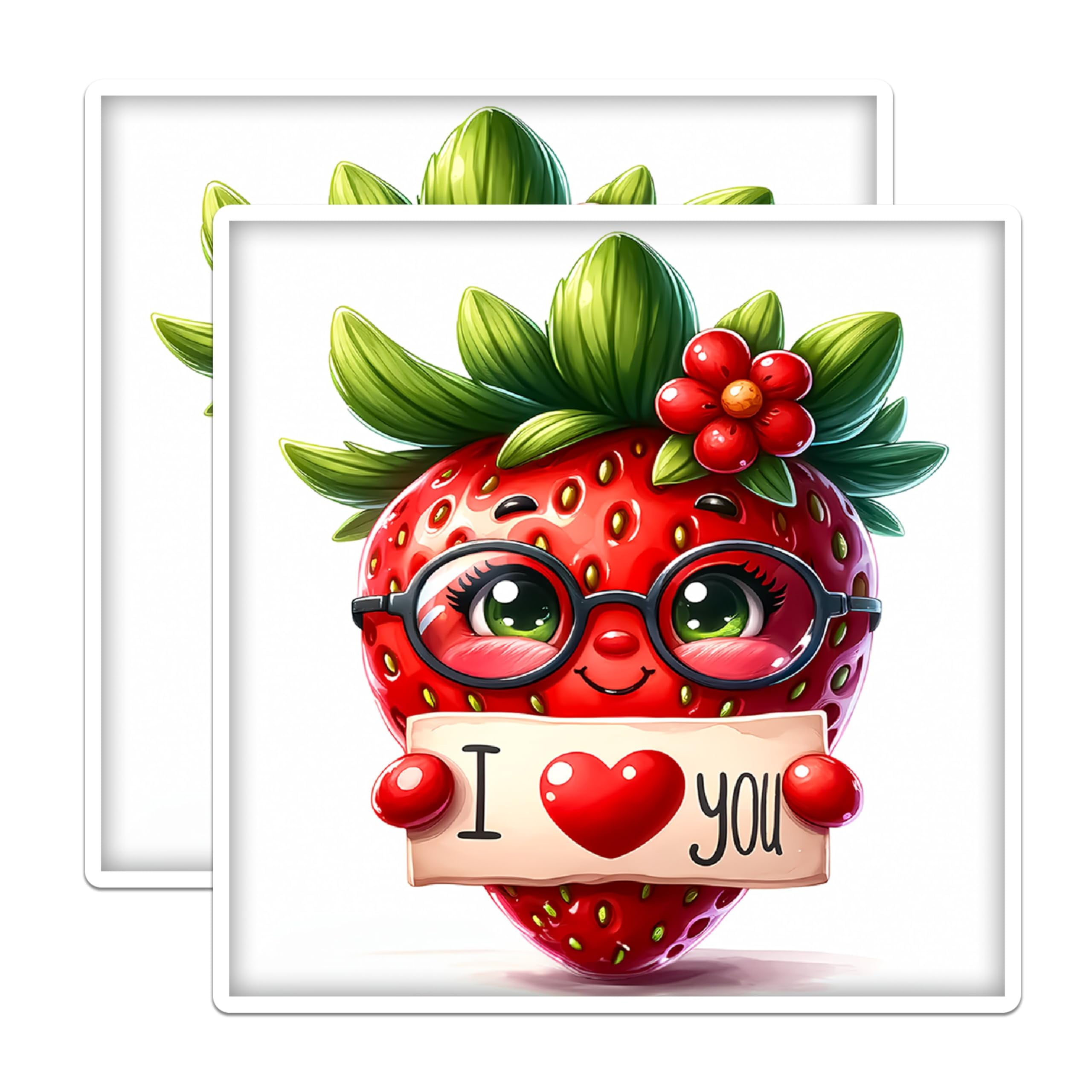 (2 Pack) I Love You Strawberry Magnets - Cute Berry Punny - 5" On ...