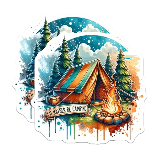 (2 Pack) I'd Rather Be Camping Magnets - Tent Camping - Campfire ...