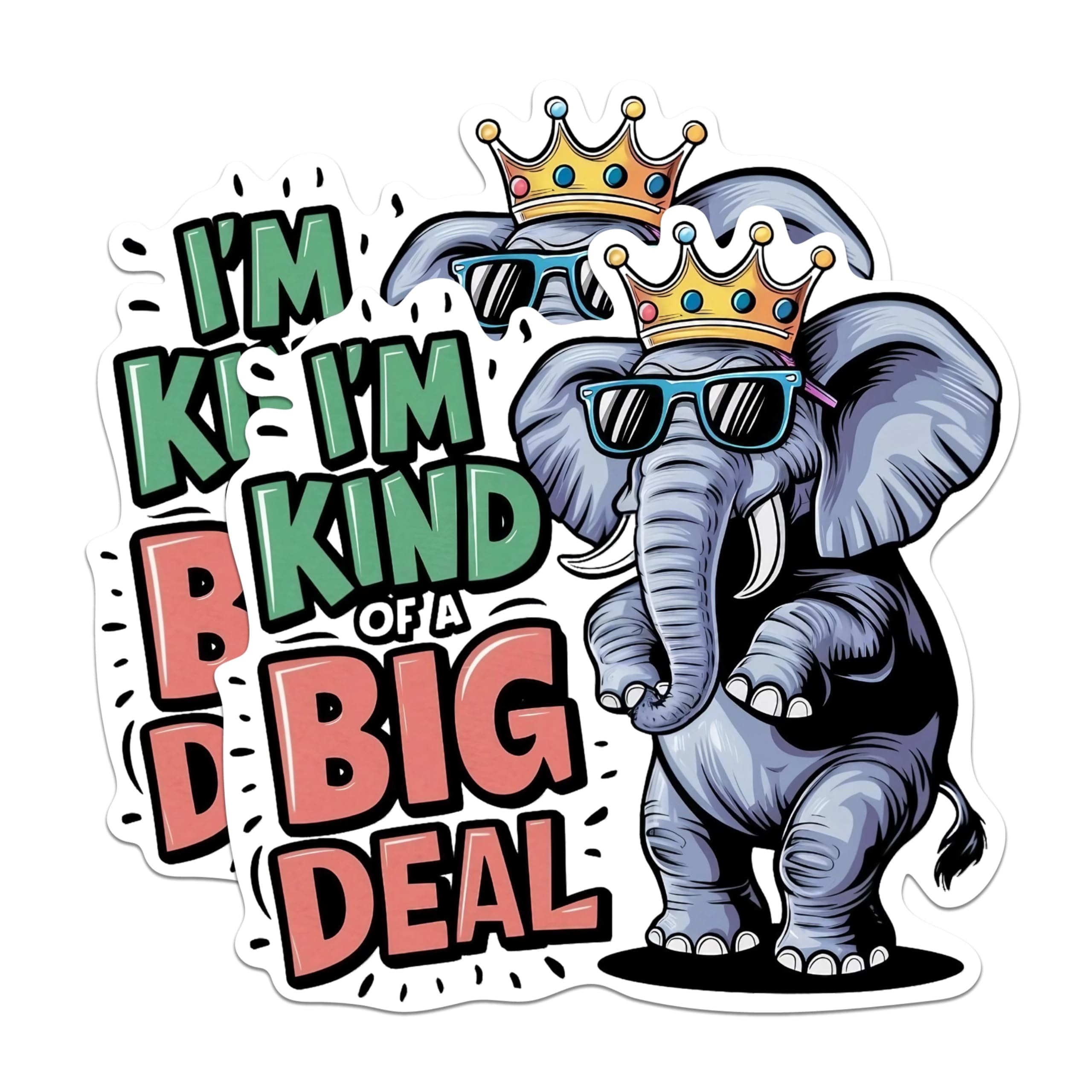 (2 Pack) I'm Kind of A Big Deal Stickers - Funny Punny Elephant ...