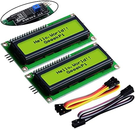 2-Pack I2C 1602 LCD Display Module 16X2 Character Serial Yellow ...