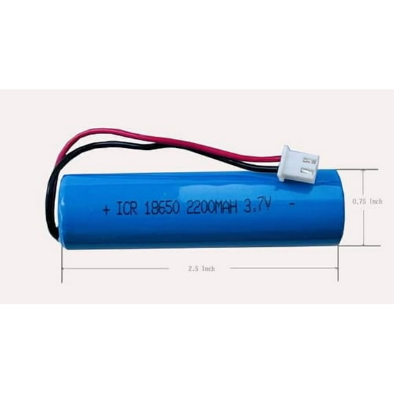 2-Pack ICR18650 3.7V 2200MAh Li-ion Rechargeable Battery with JST-XH 2.54mm 2Pin Connector ...
