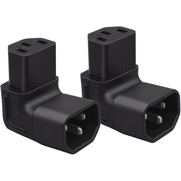 2 Pack IEC320 C14 to C13 90 Degree Down Right Angled Power Extension ...
