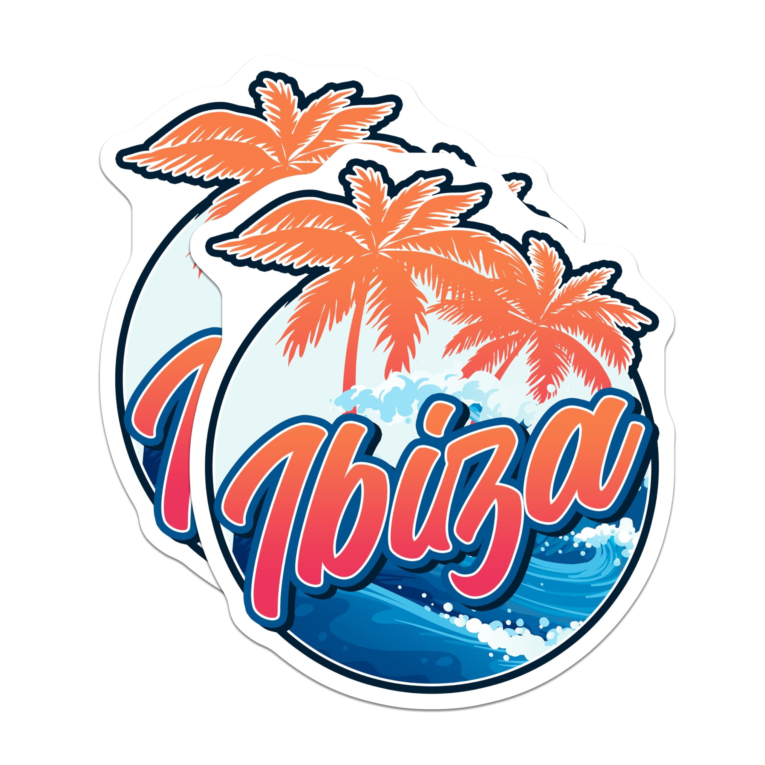 (2 Pack) Ibiza Stickers - Tropical Palm Tree - Summer Vacation Decals ...
