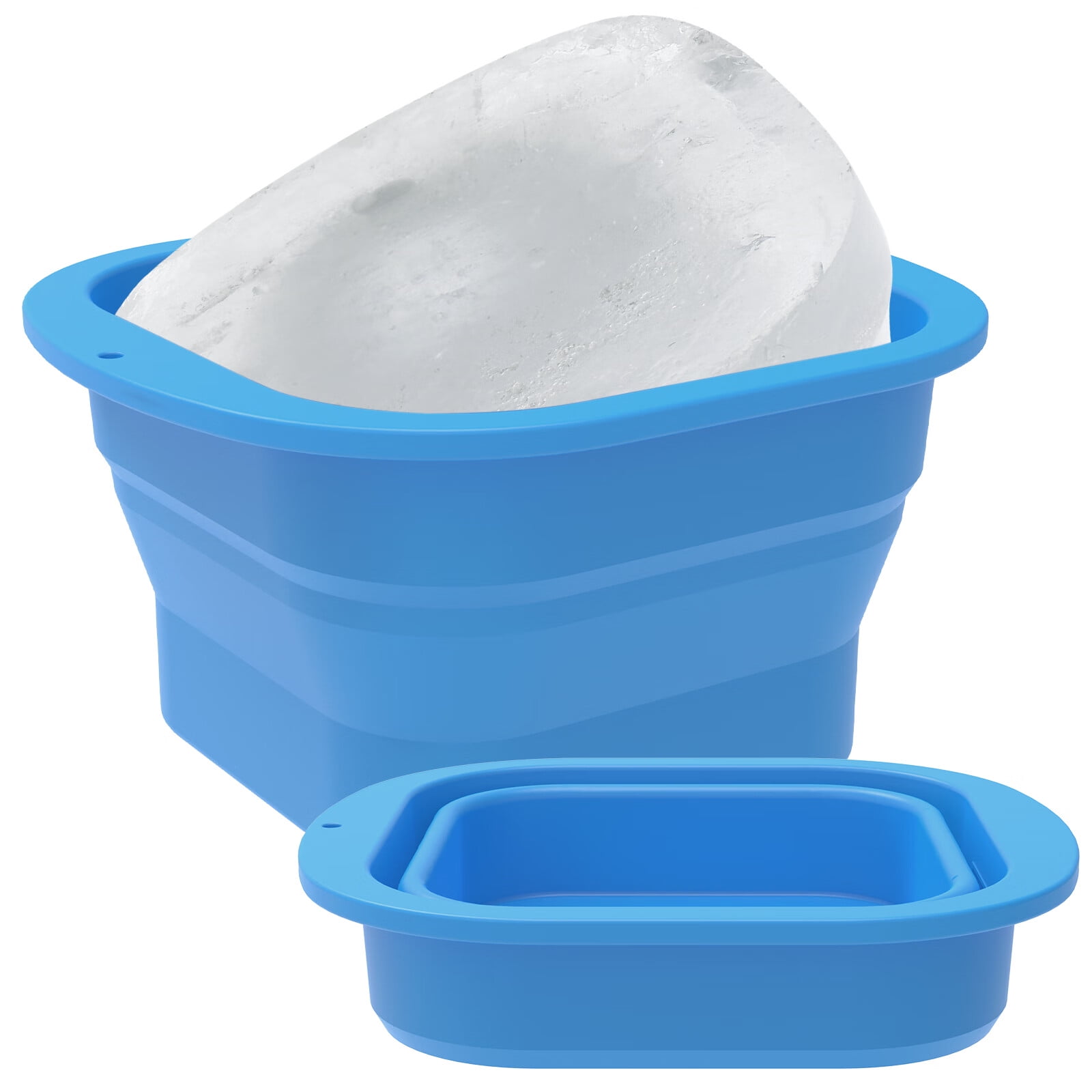 2 Pack Ice Block Mold 4-6lbs Extra Large Ice Cube Molds Foldable Large ...