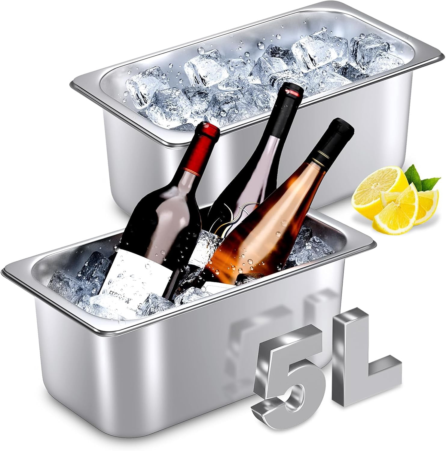 2 Pack Ice Buckets for Freezer Wine Beer Champagne Bucket Stainless ...