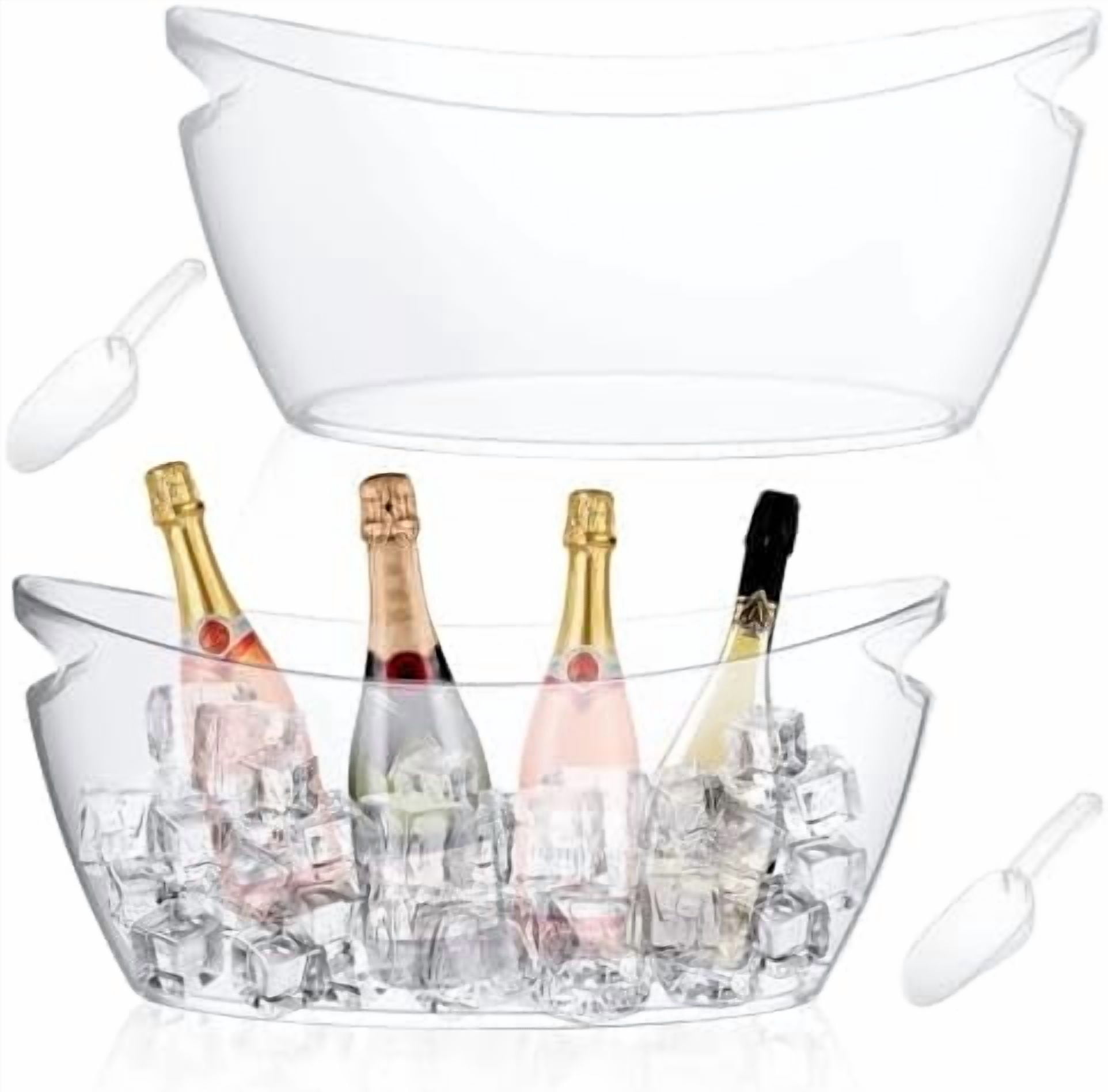 2 Pack Ice Buckets for Parties, 6L Clear Ice Bucket with 2pcs Scoops ...