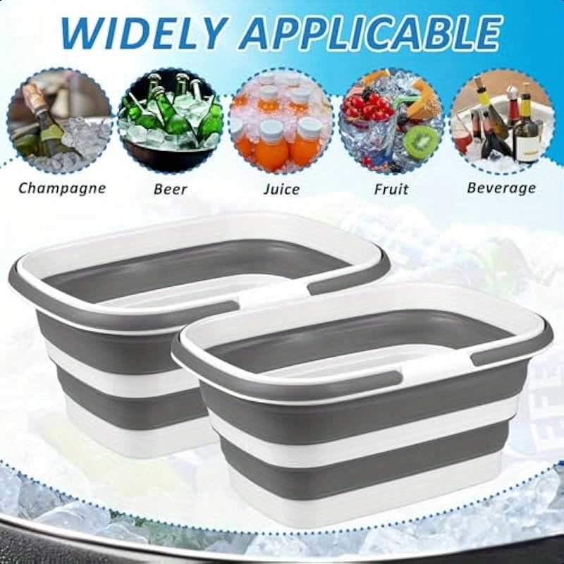 2 Pack Ice Buckets for Parties Foldable Beverage Tub Collapsible Ice ...