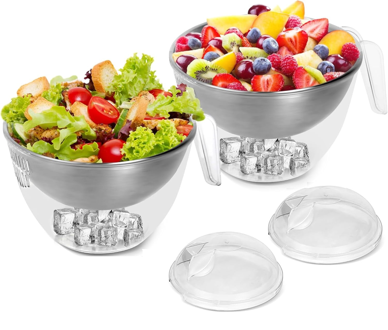 2 Pack Ice Chilled Dip Bowl, 50oz Ice Salad Bowl with Lid for Parties ...