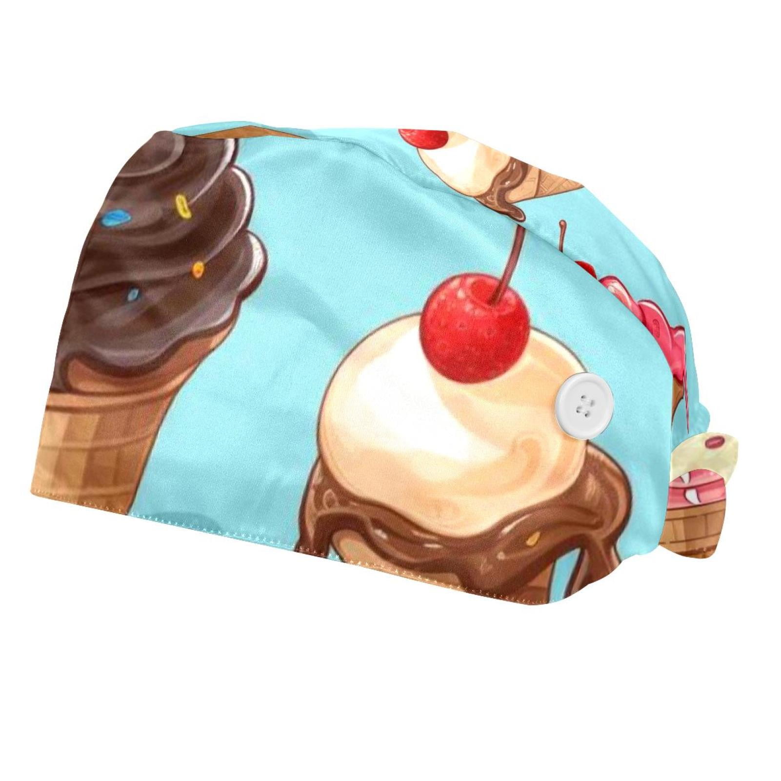 2 Pack Ice Cream Adjustable Bouffant Caps Hats Working Cap - Walmart.com
